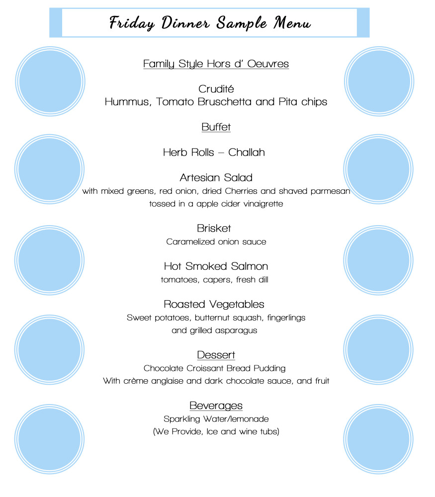 Sample Bar Mitzvah Menus